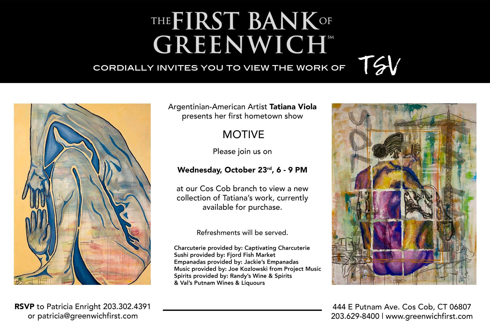 A new art show featuring TSV's "Motive" - The First Bank of Greenwich